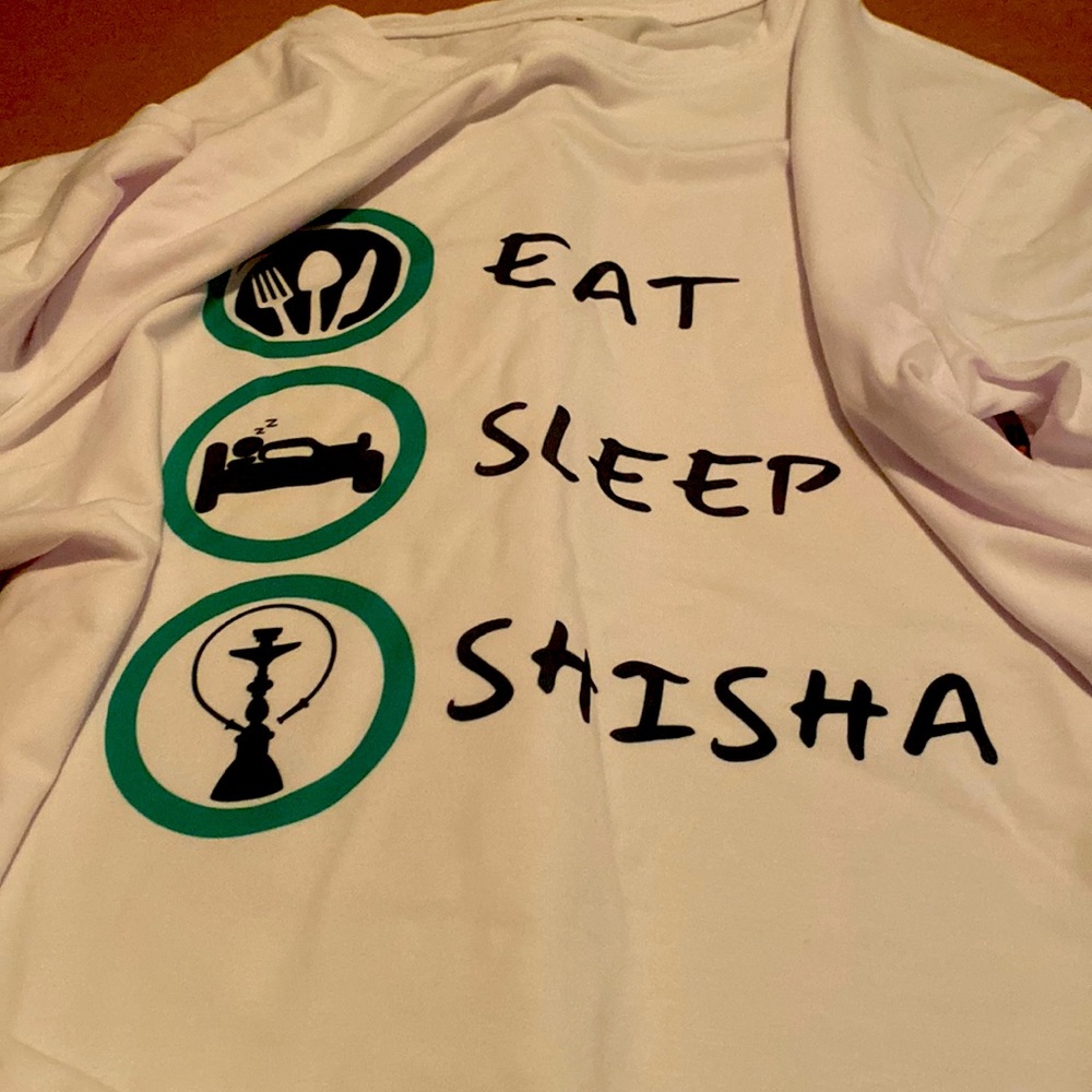 Small, Medium And Large Eat Sleep And Shisha R-Shirt - Gem